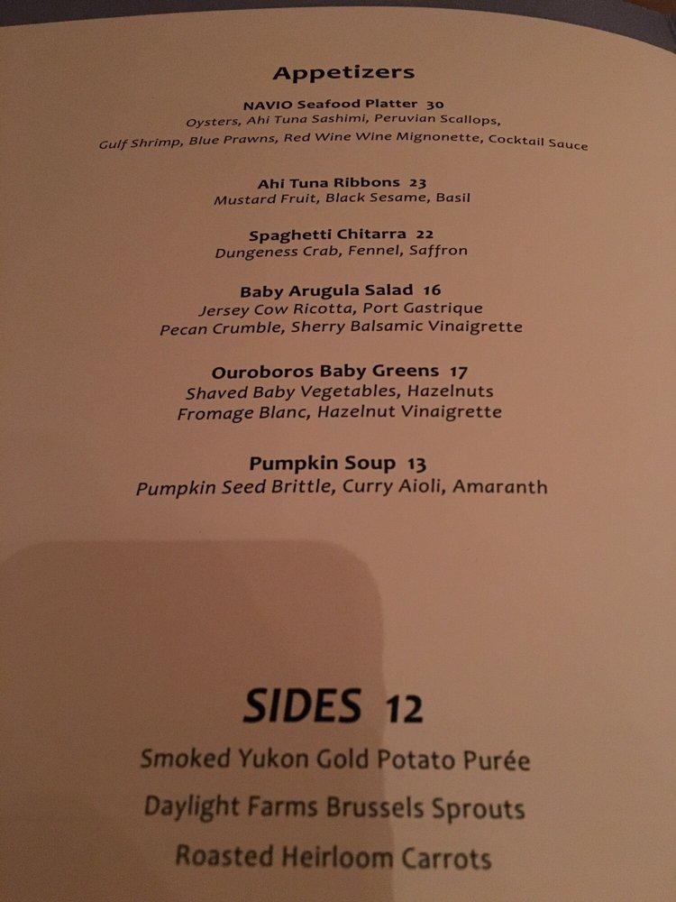 Menu at Navio restaurant, Half Moon Bay