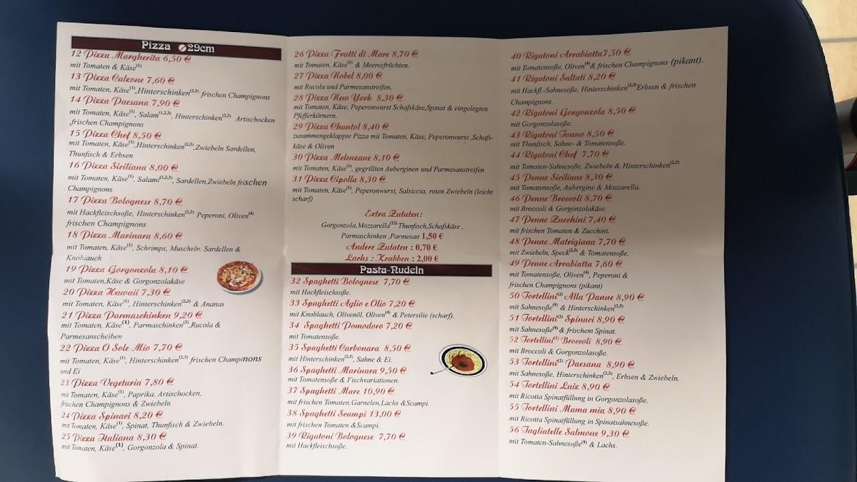 Speisekarte von Ristorante Pizzeria Tutto Pasta, Ludwigshafen am Rhein