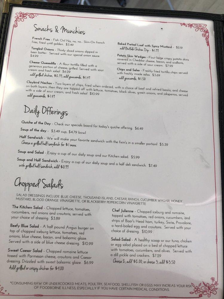 Menu at Zoe's Sweet Kitchen restaurant, Port Charlotte