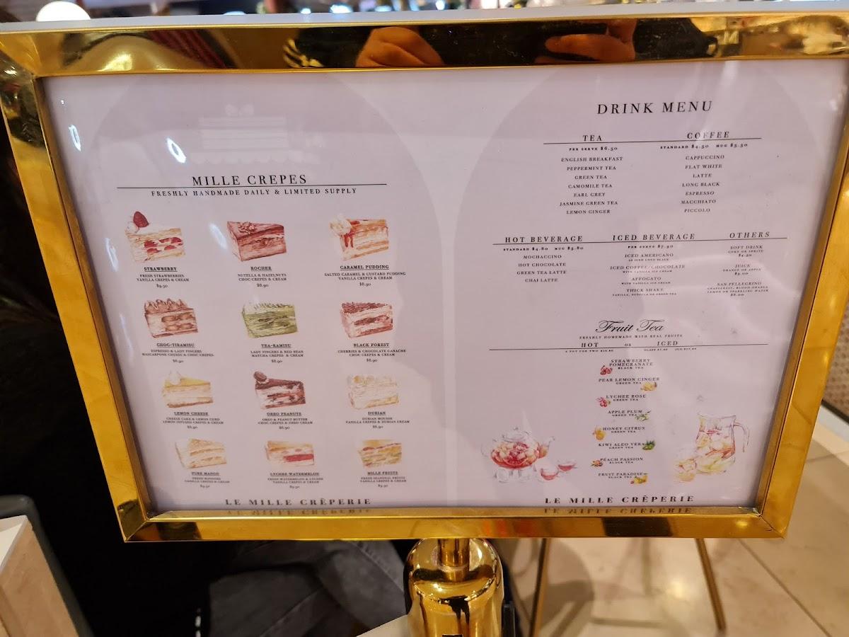 Menu at Le Mille Creperie desserts, Chadstone