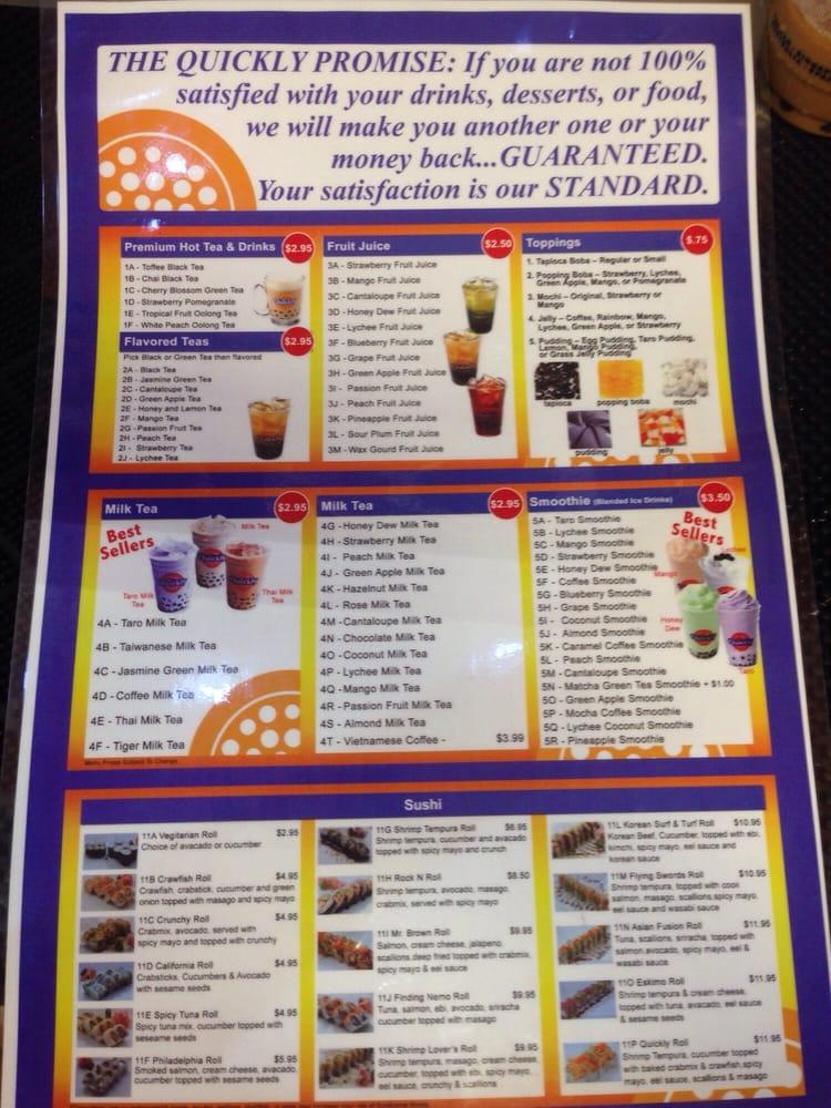 Menu at Quickly Asian Fusion Cafe, D'Iberville