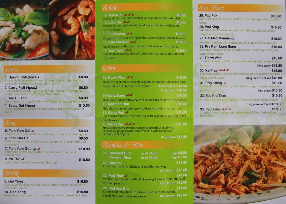 Menu at Thai I Am restaurant, Miami