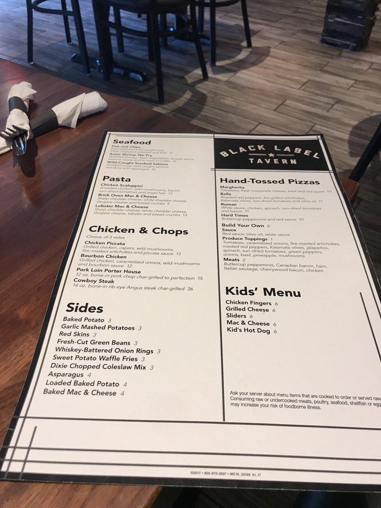 Menu at The Black Label Tavern Livonia pub & bar, Livonia