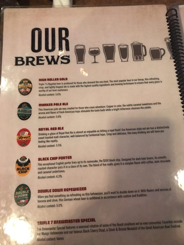 Menu at Triple 7 Restaurant and Microbrewery, Las Vegas
