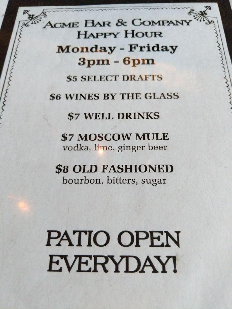Menu at Acme Bar & Company, Berkeley