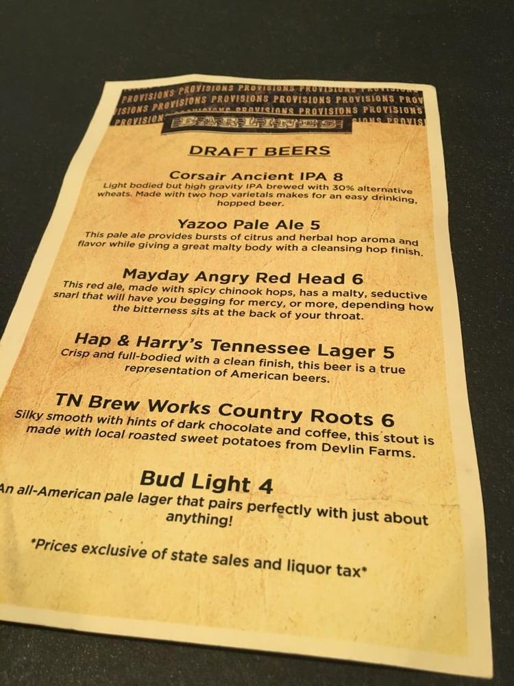 Menu at Barlines at Omni Nashville Hotel, Nashville