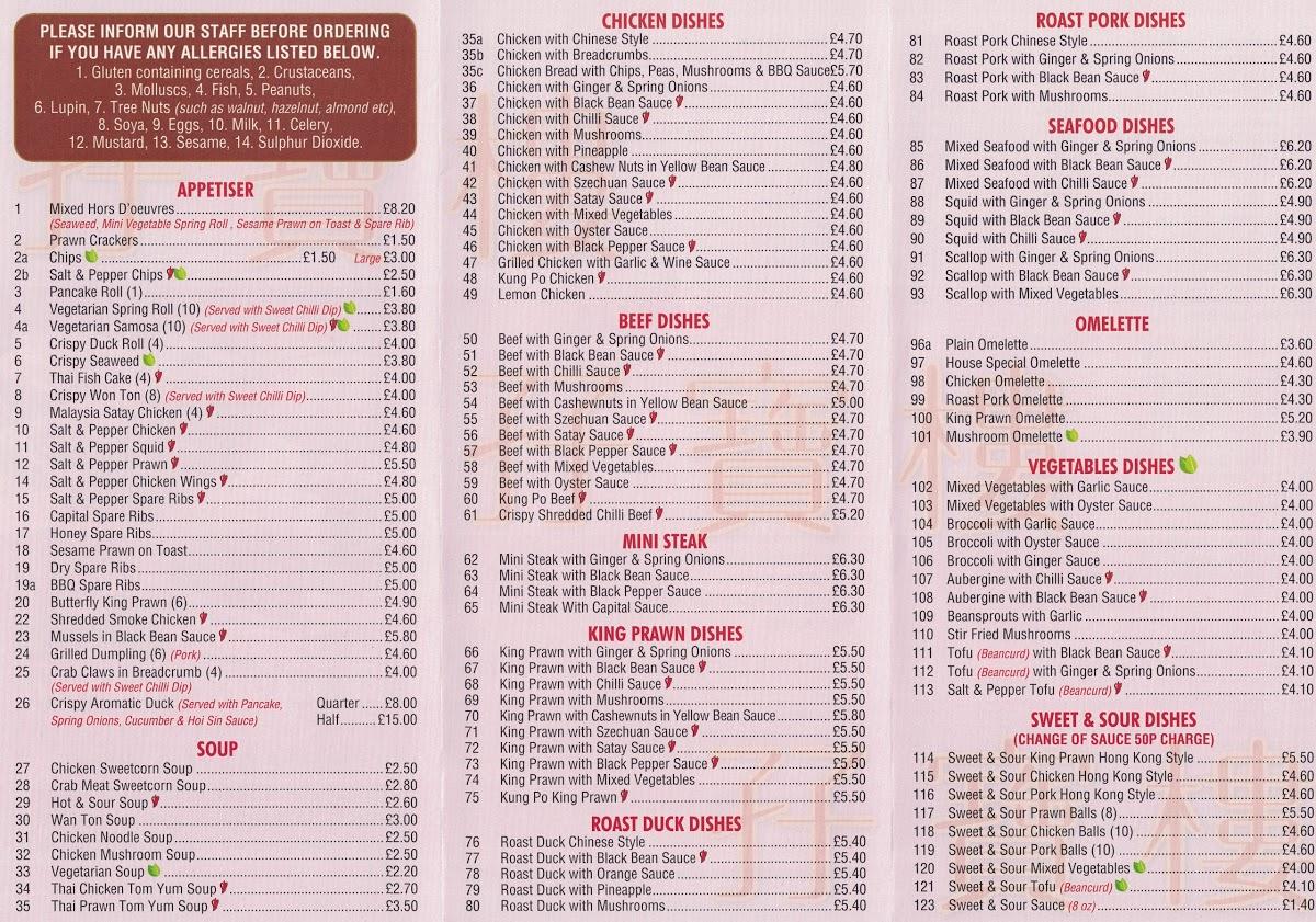 Menu at Companion Chinese Takeaway fast food, Croydon, 143 Milne Park E