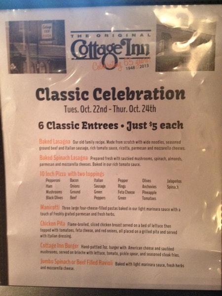 Menu at The Original Cottage Inn Pizza pizzeria, Ann Arbor, 512 E ...