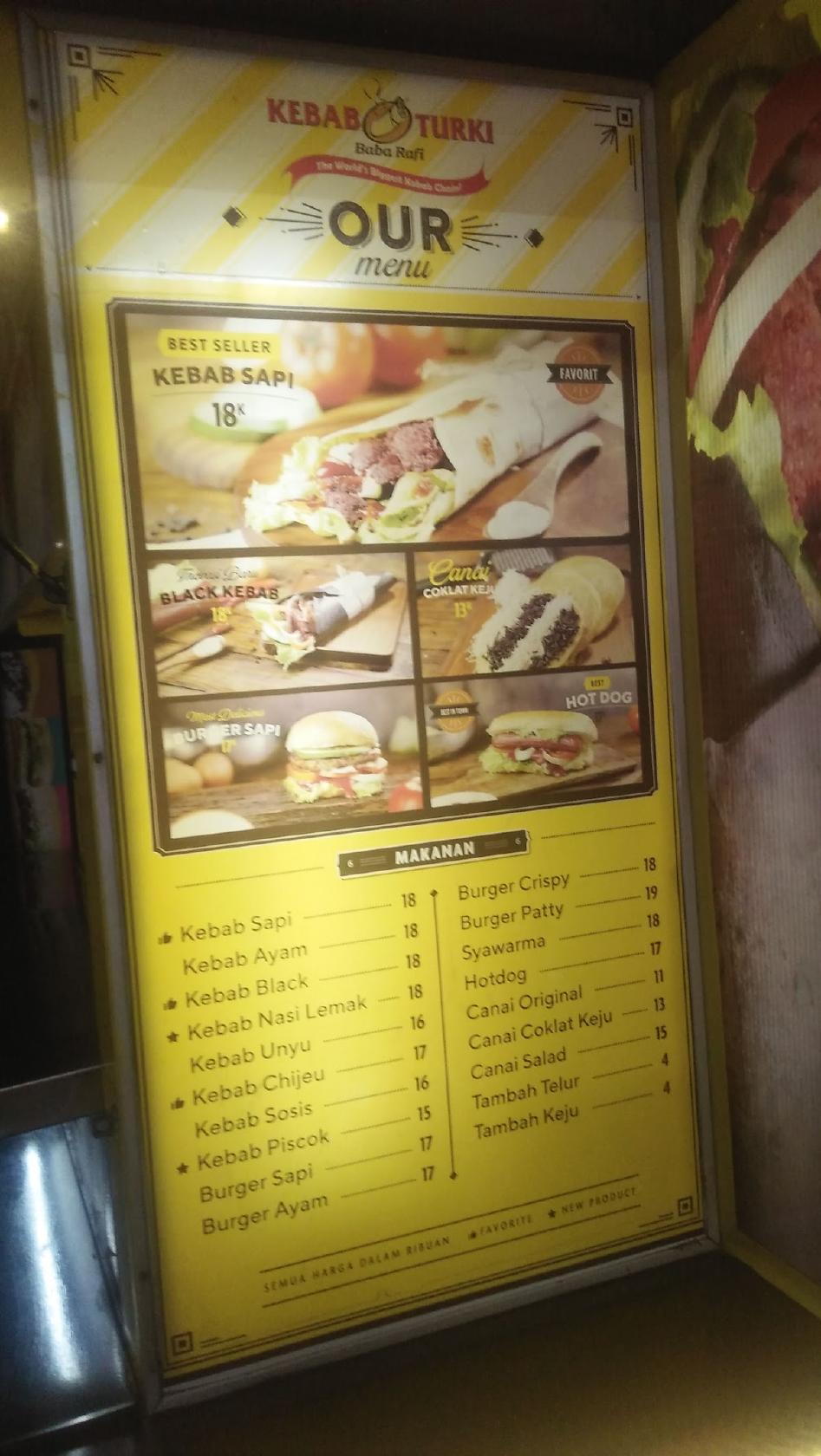 Menu at Container Kebab by Baba Rafi, Surabaya, Jl. Gunungsari Indah No.53