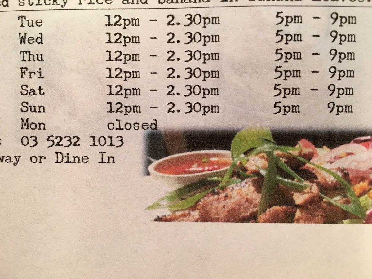 Menu at Mango Colac restaurant, Colac
