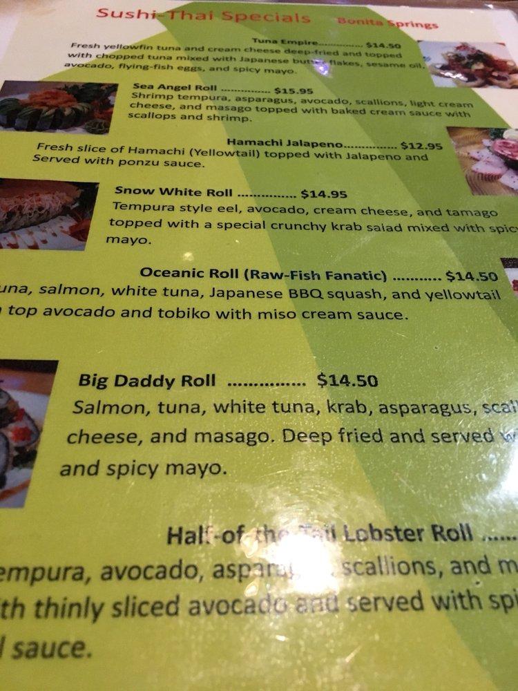 Menu at Sushi Thai Too restaurant, Bonita Springs, 25101 S Tamiami Trl
