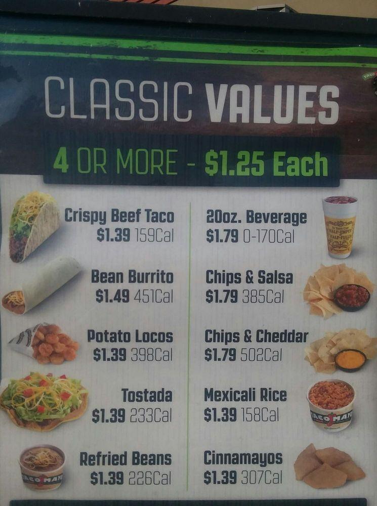 Menu at Taco Mayo restaurant, Okmulgee