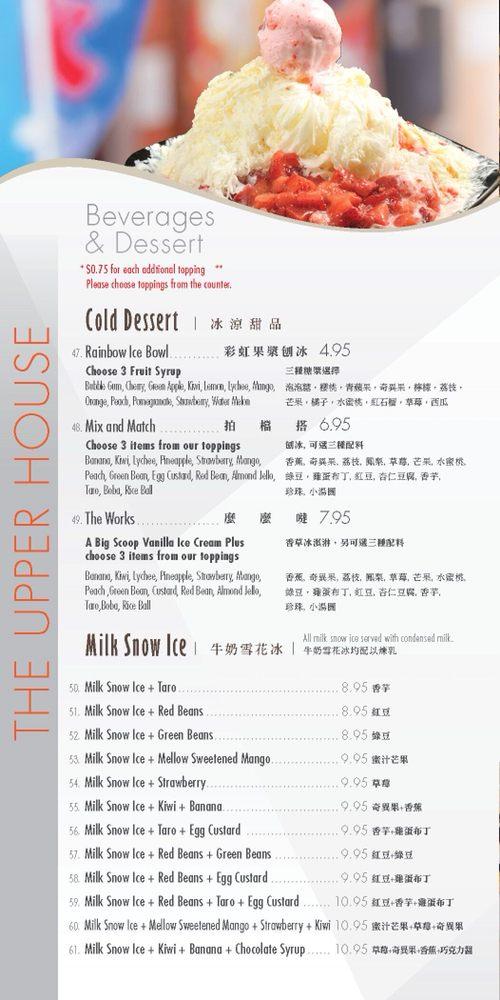 Menu at The Upper House pub & bar, Claremont