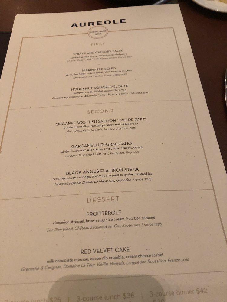 Menu at Aureole at Home restaurant, West New York, 135 W 42nd St