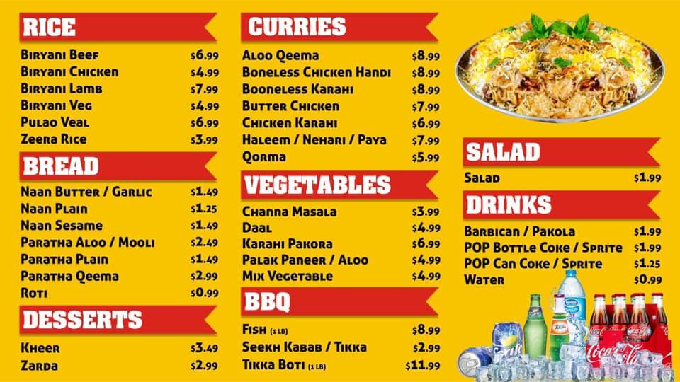 Menu at BIRYANI BOYZ restaurant, Milton