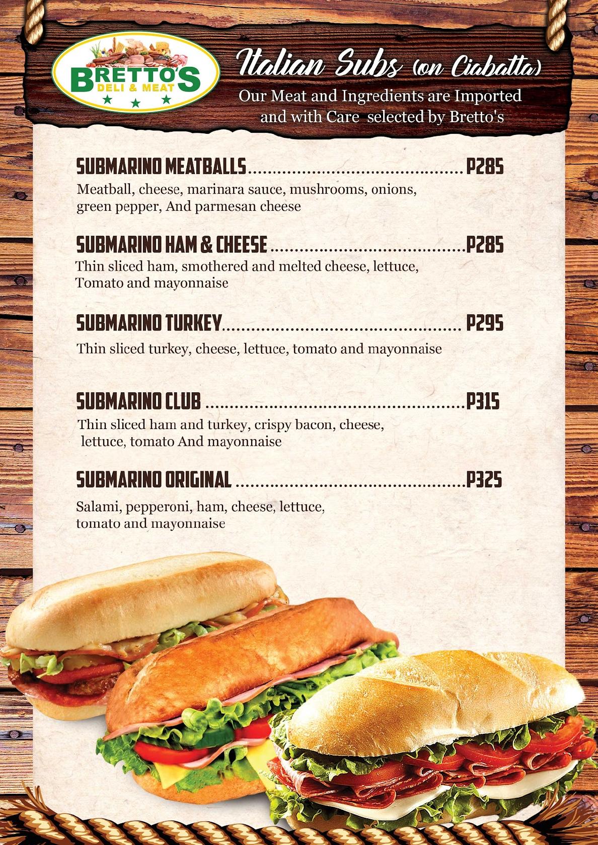 Menu at Bretto's Deli & Bistro - Clark Branch restaurant, Mabalacat ...