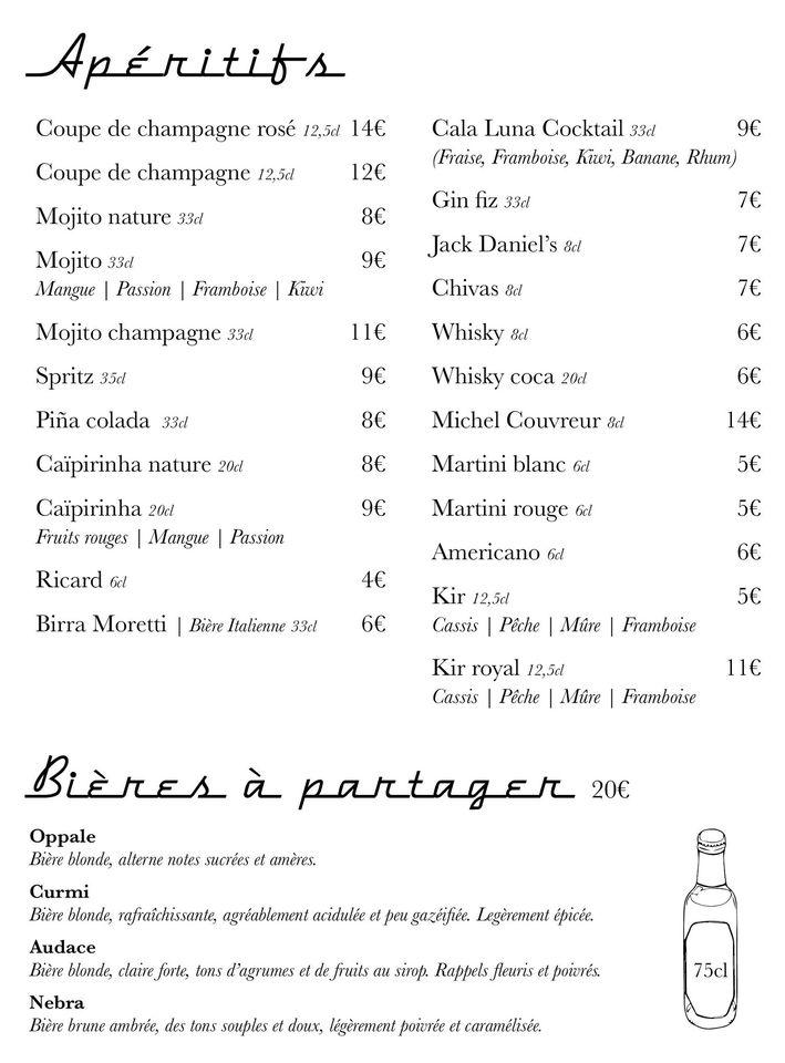Menu at Cala Luna restaurant, Éragny, 291 Av. Roger Guichard