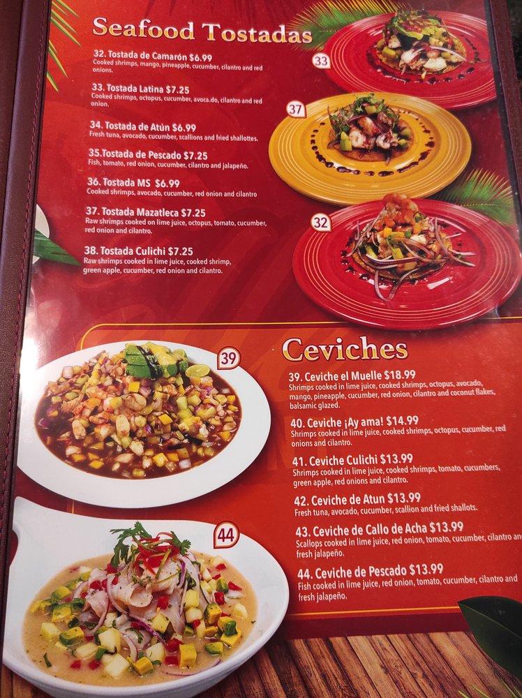 Menu at El Muelle restaurant, Aurora