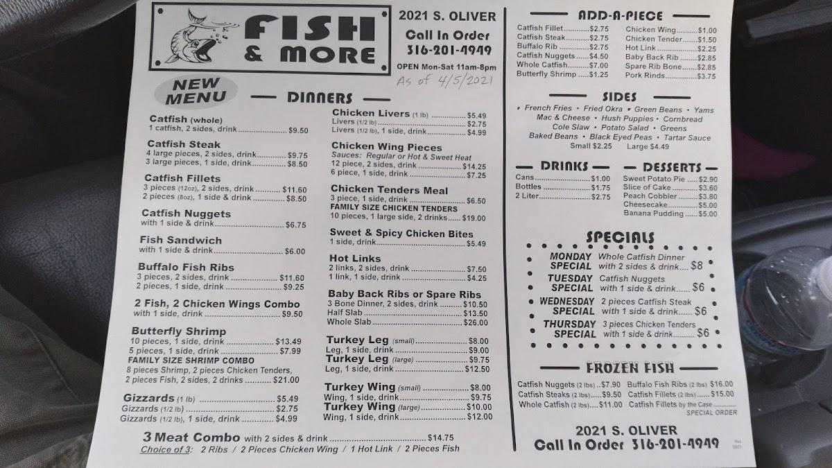 Menu at Fish And More restaurant, Wichita