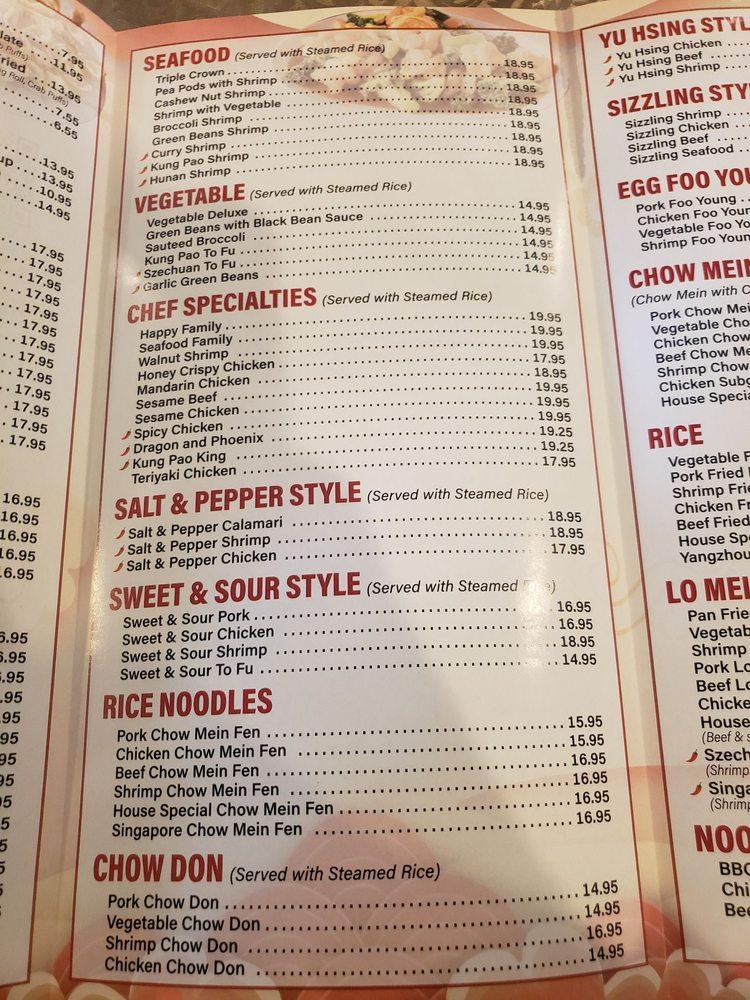 Menu at Happiness Chinese Restaurant, Spokane