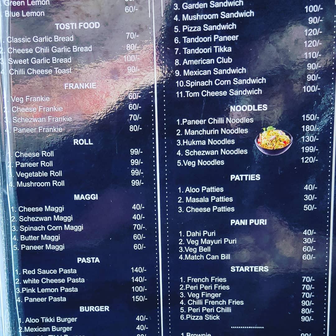 Menu at Lake Club Cafe, Jhalrapatan