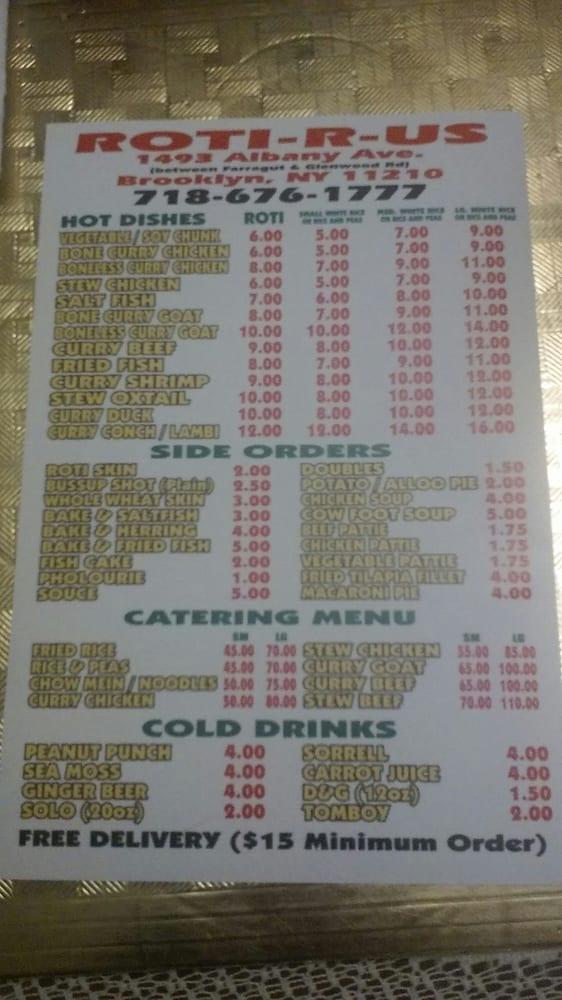 Carta del restaurante Roti R Us -Real Caribbean Food., Nueva York ...