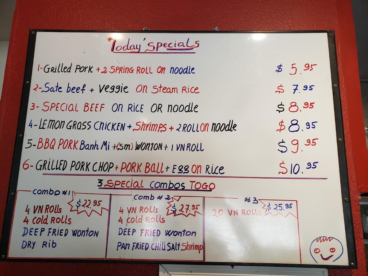 Menu at Spring Roll Restaurant, Saskatoon