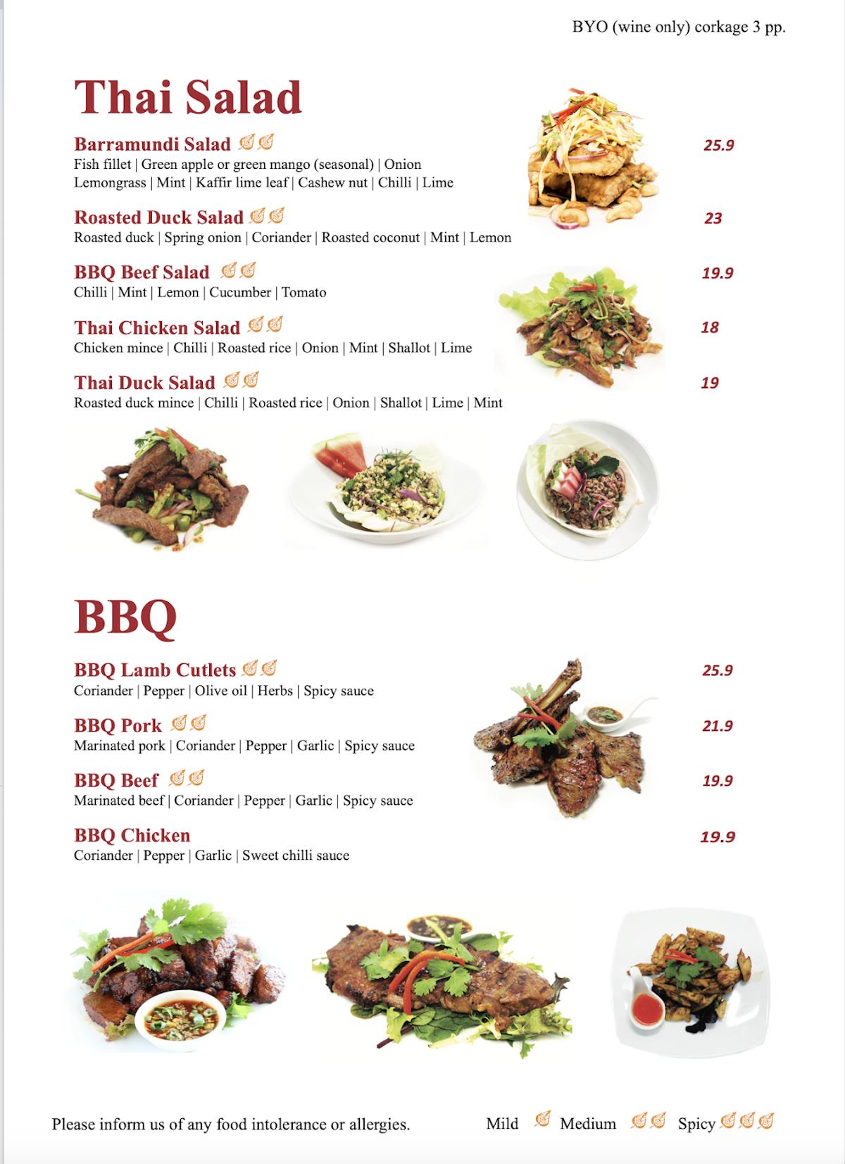 Menu at Thai Pothong Restaurant, Newtown