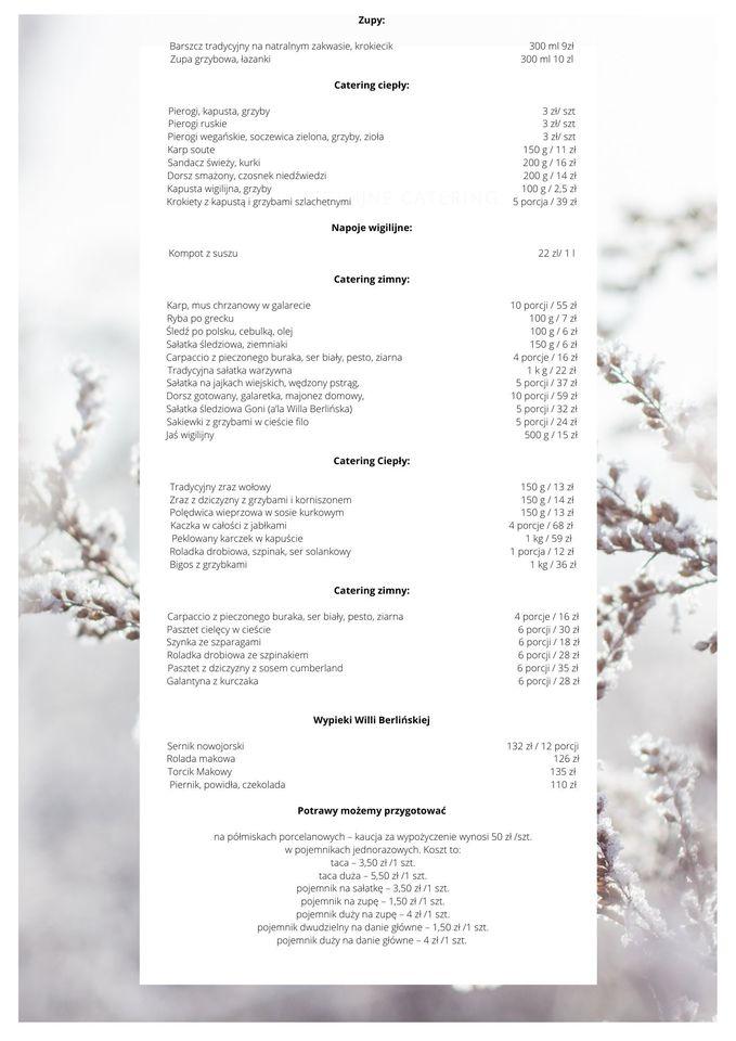 Menu at Willa Berlińska - Pałac w Nielęgowie - Restauracja, Poland