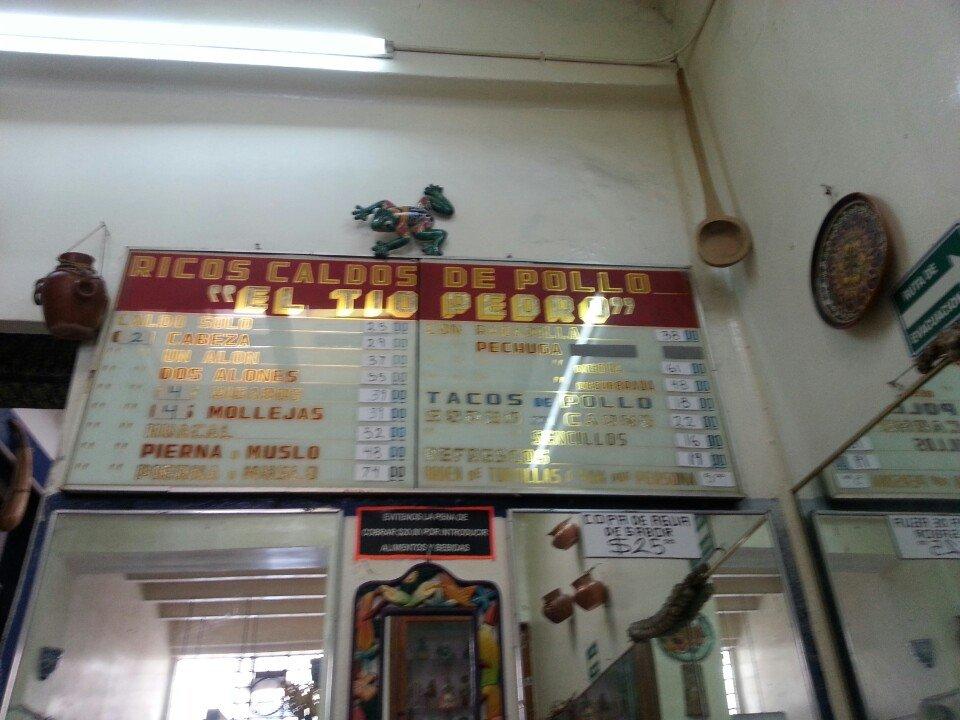 Menu at Caldos De Pollo El Tío Pedro restaurant, Ciudad López Mateos
