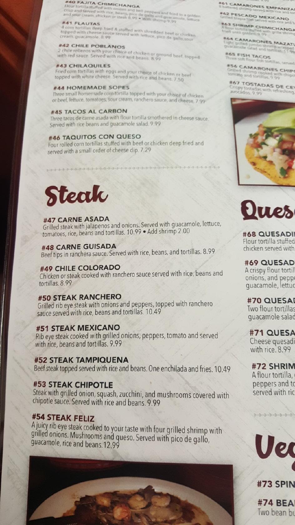 Menu at Chavas Mexican Restaurant, Broken Arrow