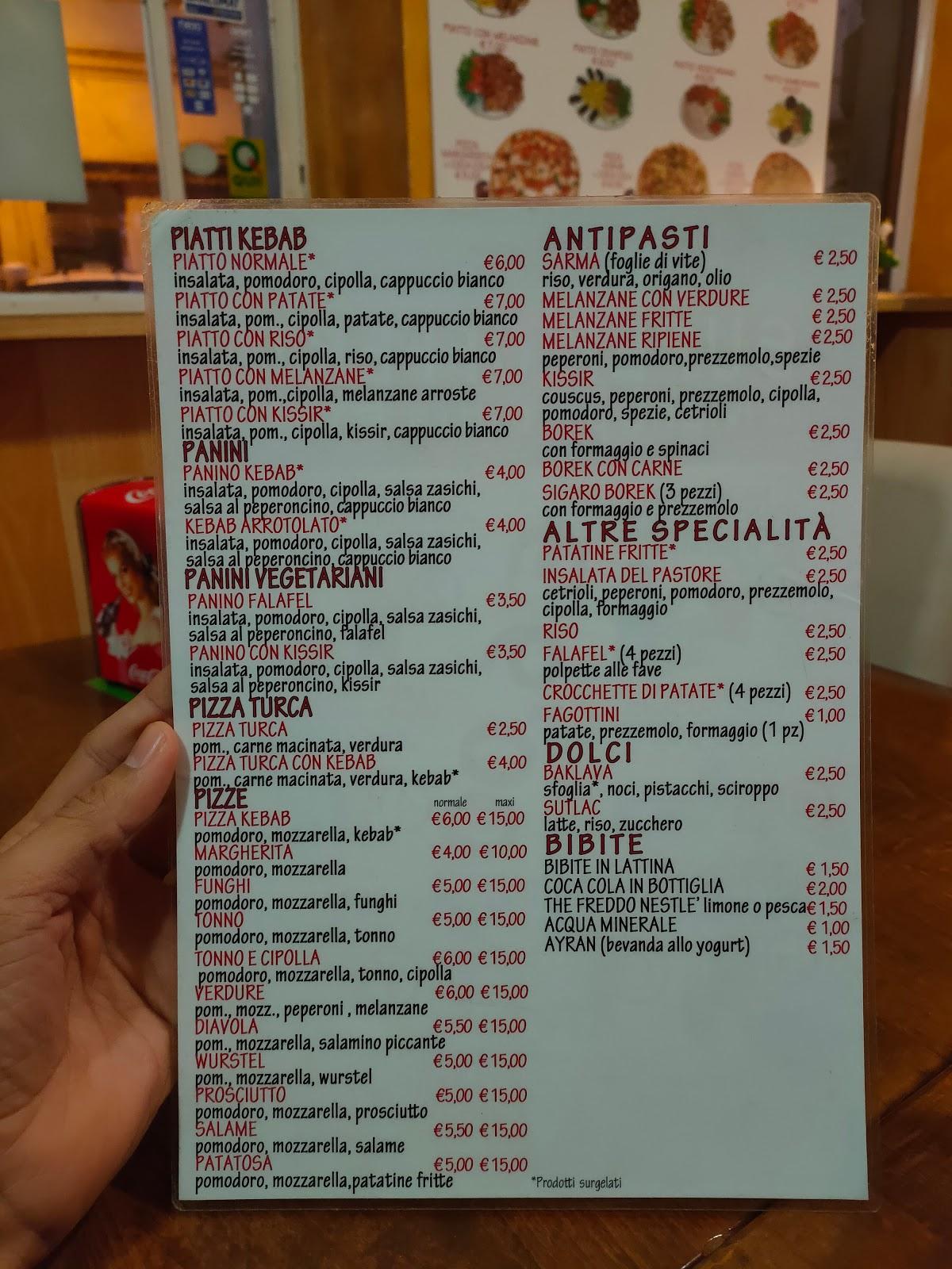 Menu da Giulia Kebab 21 ristorante, Trieste