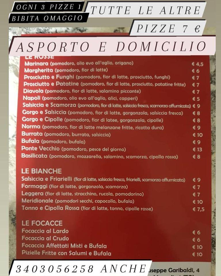 Menu at Ponte vecchio restaurant, Moncalieri, Via Giuseppe Garibaldi