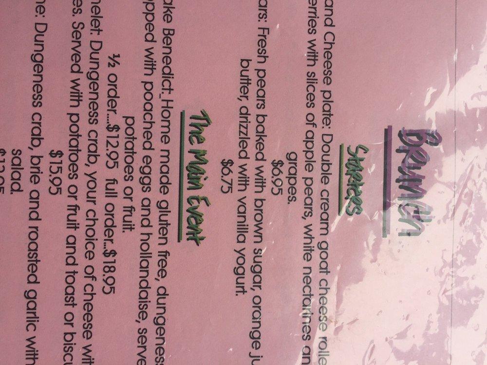 Menu at The Greene Lily restaurant, Eureka