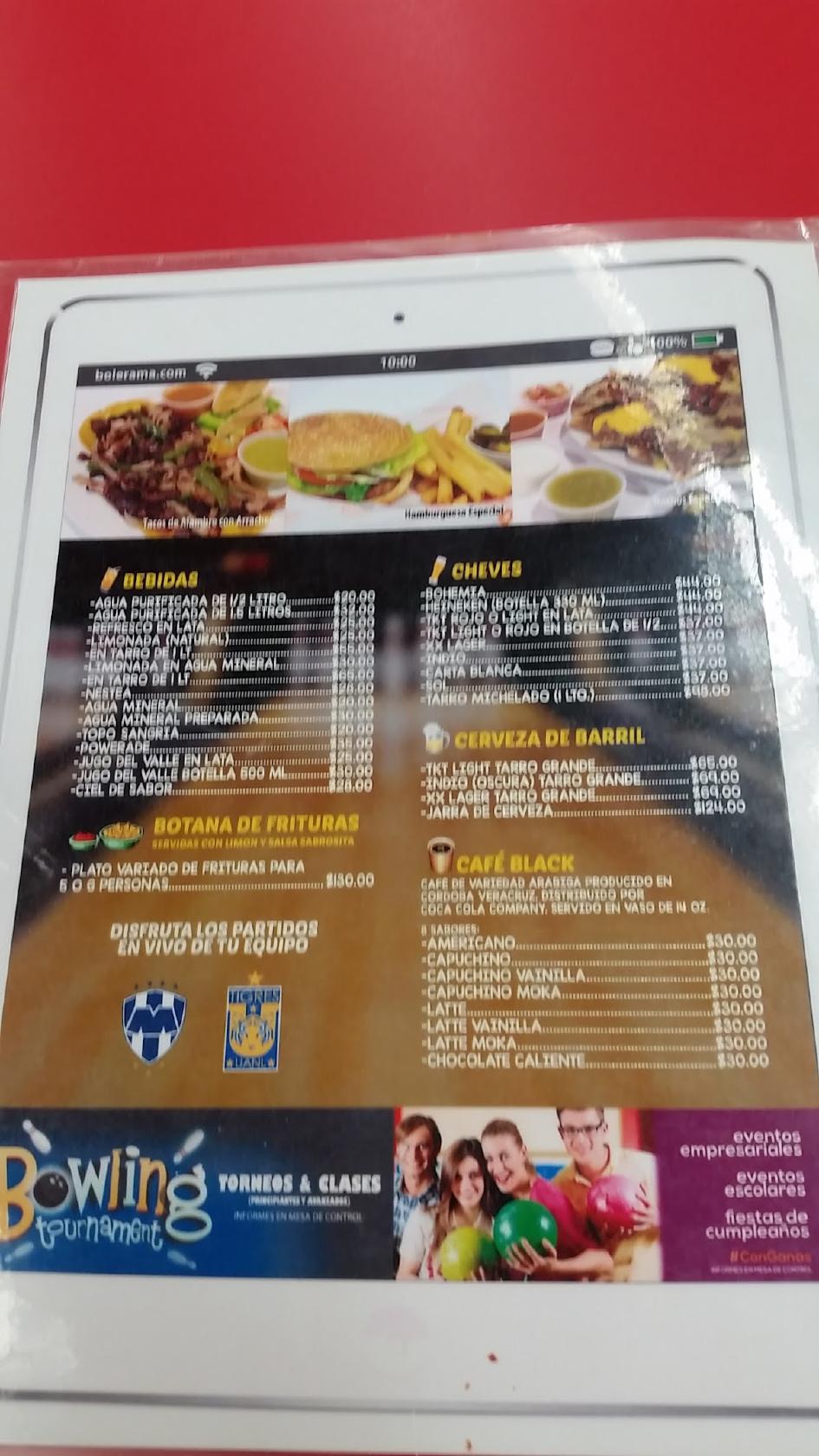 Carta del restaurante Bolerama, Monterrey