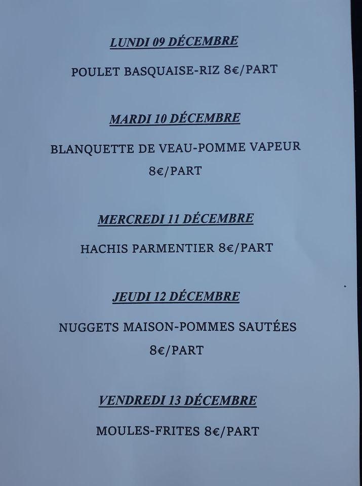 Menu at Chez Pierrot restaurant, Le Malzieu-Ville