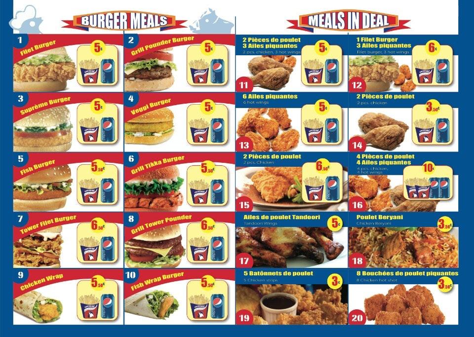 Menu at Chicken Hut, Tournai, Rue Des Puits L'eau 44