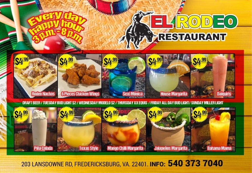 Menu at El Rodeo Restaurant Mexican & Salvadorian Food, Fredericksburg