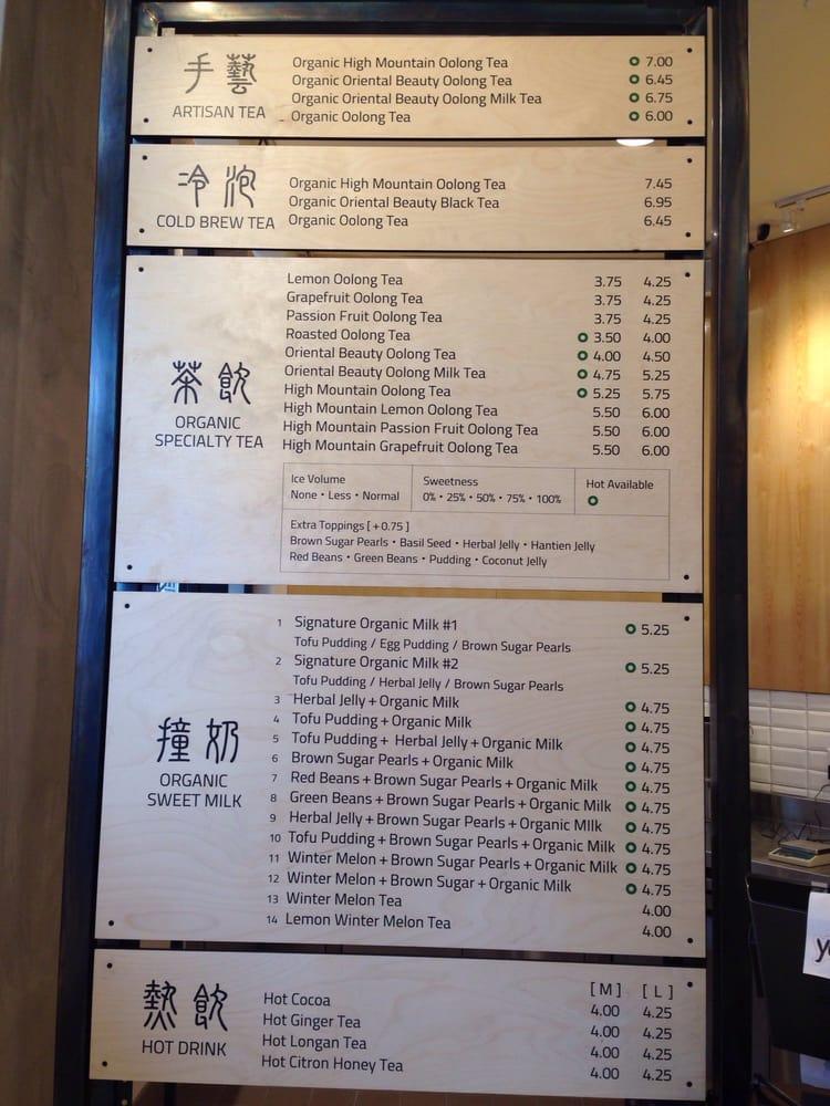 Menu at Jin Tea Shop restaurant, Pasadena