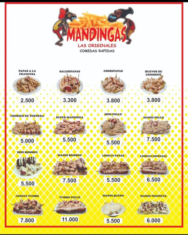 Carta del restaurante MANDINGAS LAS ORIGINALES CASTILLA SAN JUDAS LA 68 ...