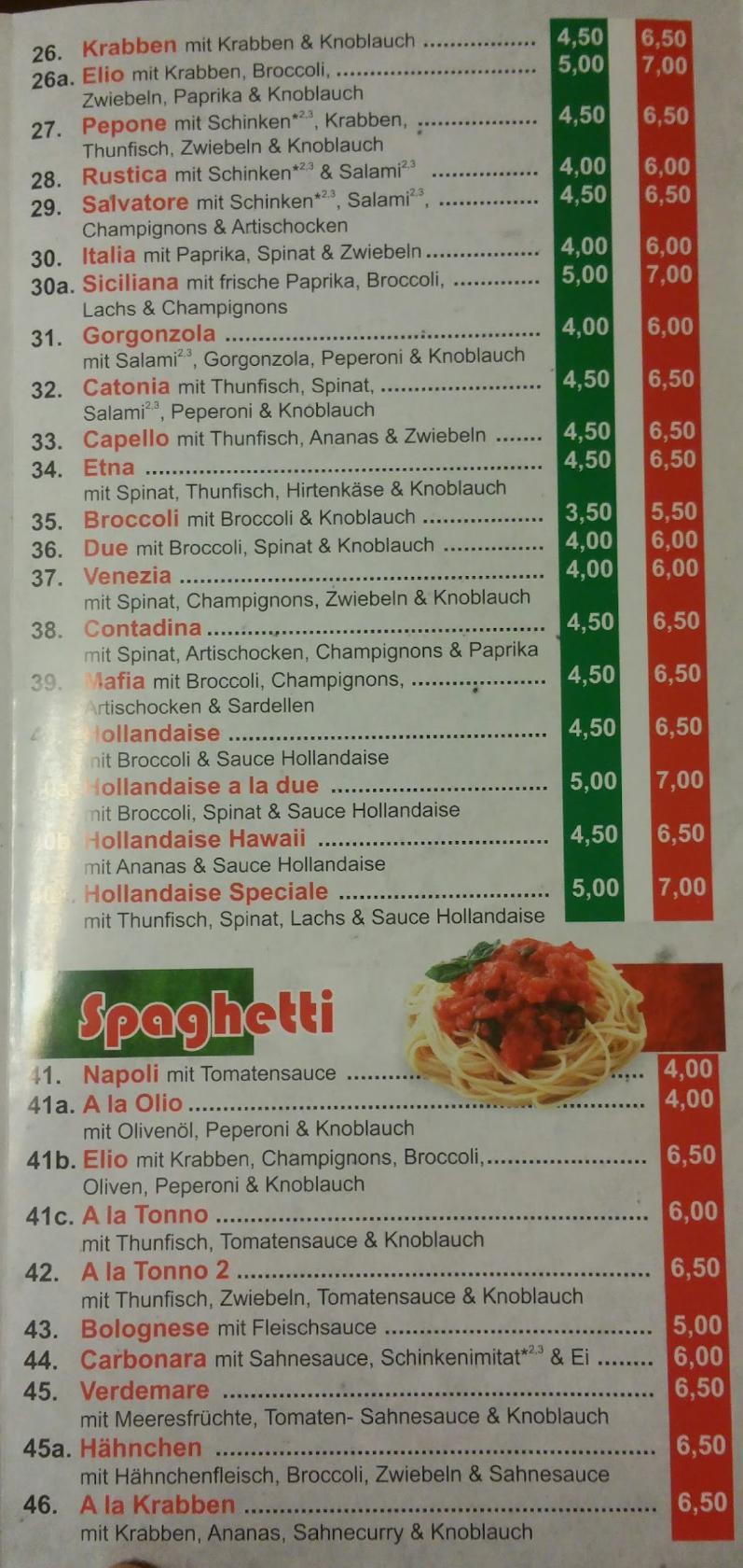 Speisekarte von Pizzeria a la Mimo, Dinslaken, Klosterstraße 4