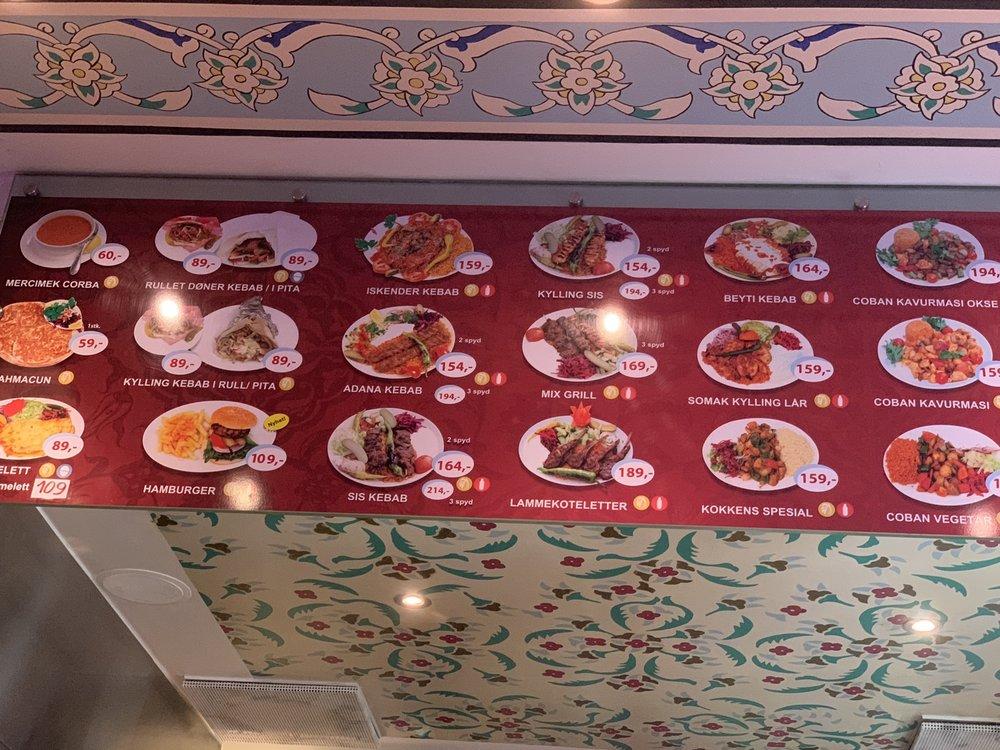 Menu at Ekte Istanbul Kebab restaurant, Oslo, Trondheims gate 11