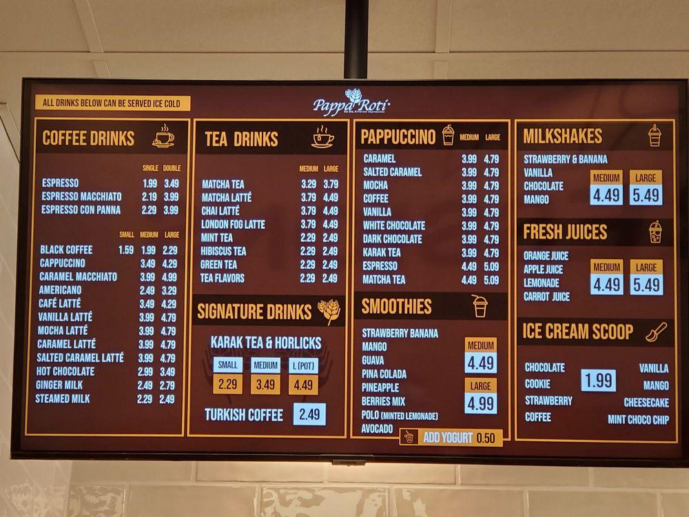 Menu at PappaRoti pub & bar, Omaha