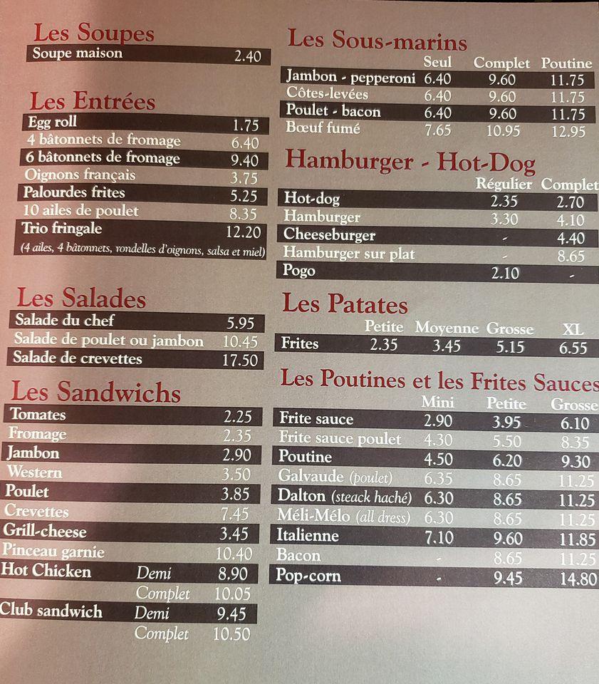 Menu at Pizzeria le Marquis, Mont-Joli
