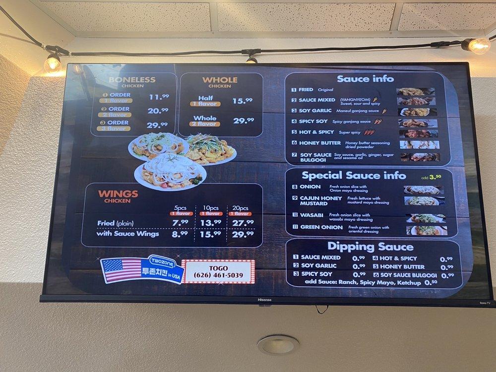 Menu at Twozone Chicken - Arcadia restaurant, Arcadia