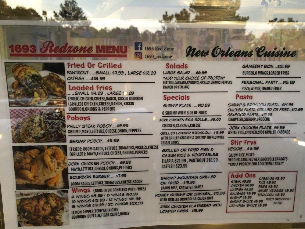 Menu at 1693 Red Zone Grill restaurant, Jackson, Beasley Rd