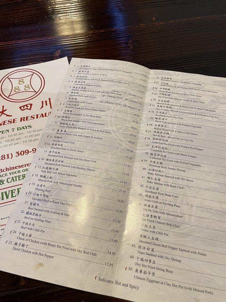 Menu at 888 Chinese Restaurant, Dickinson, FM 646 Rd