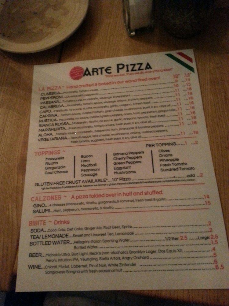 Menu at Arte Pizza pizzeria, Fernandina Beach