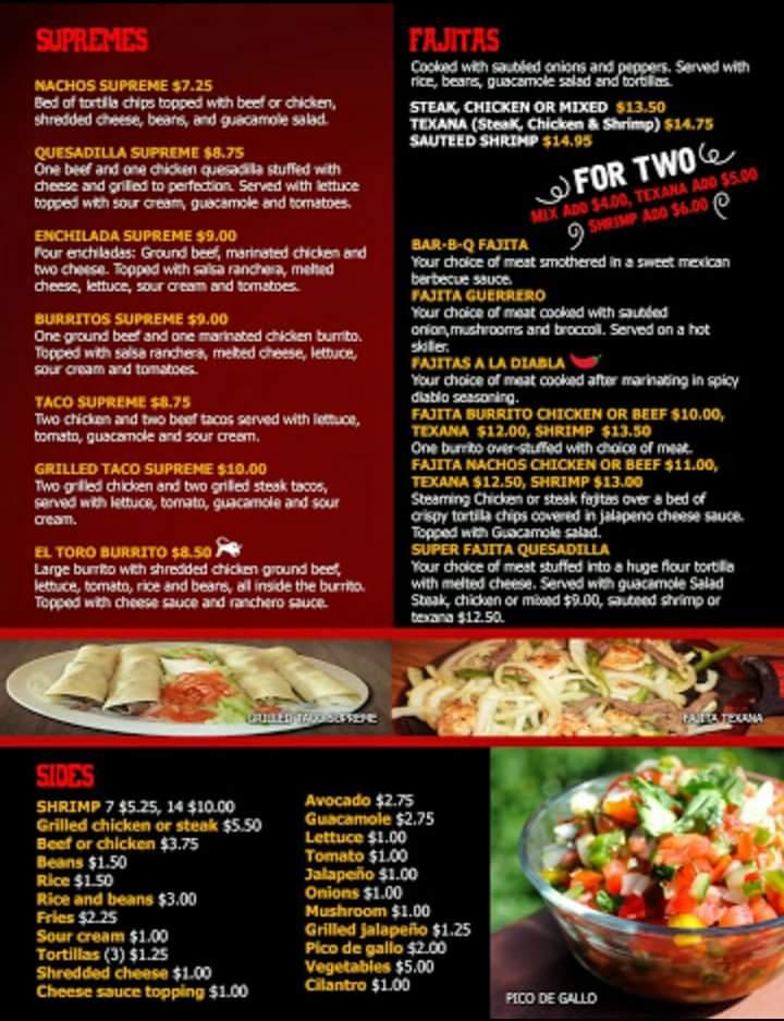 Menu at El Toro Bar & Grill, Orangeburg