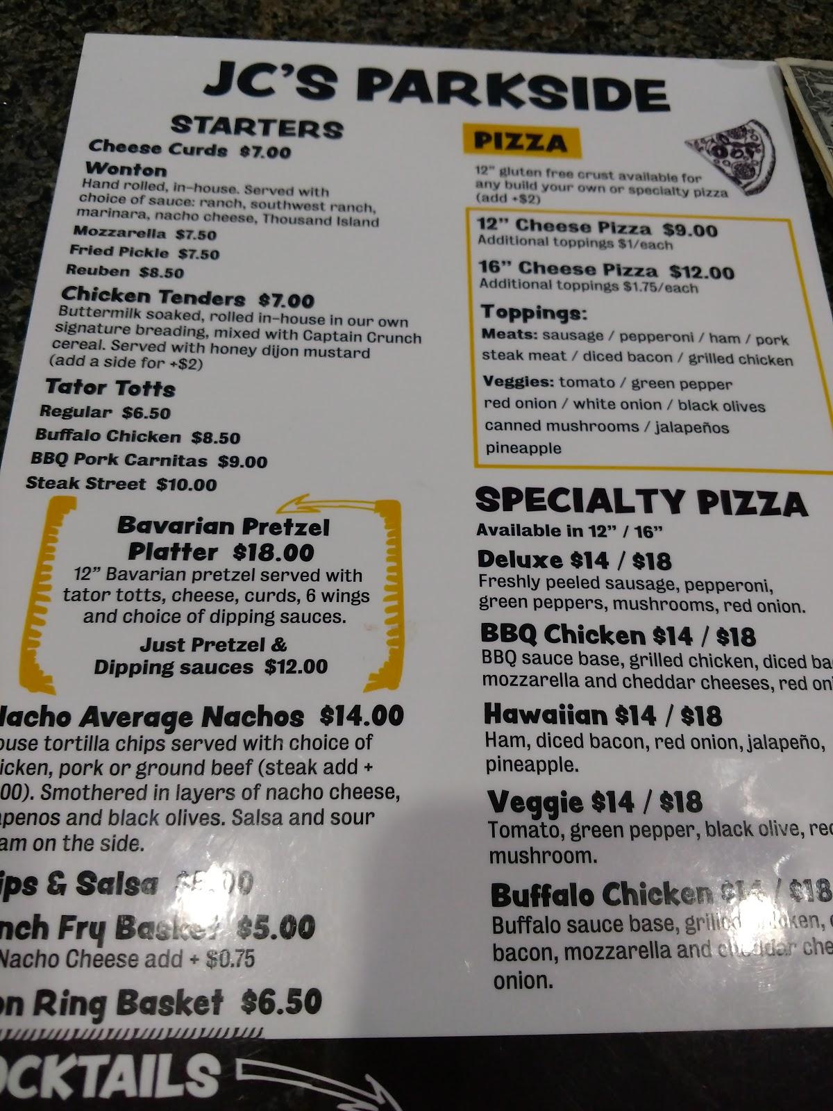 Menu at JC's Parkside Pub & Grill, Cudahy